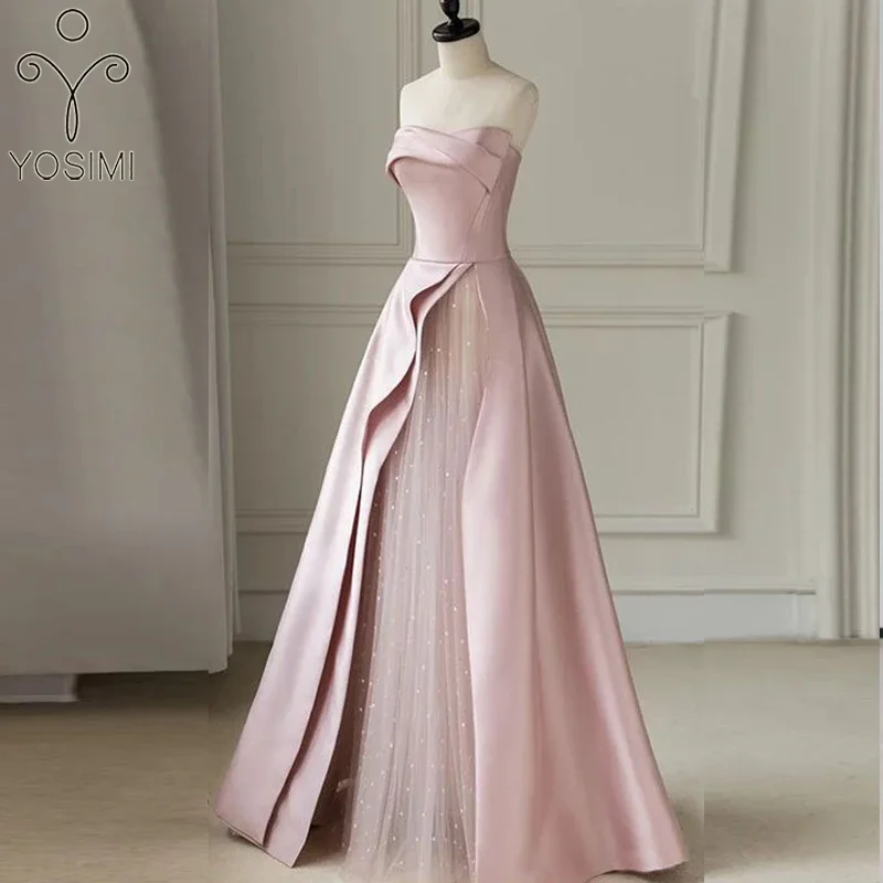 YOSIMI-Strapless-Long-Dress-for-Women-Floor-Length-Vintage-Pink ...