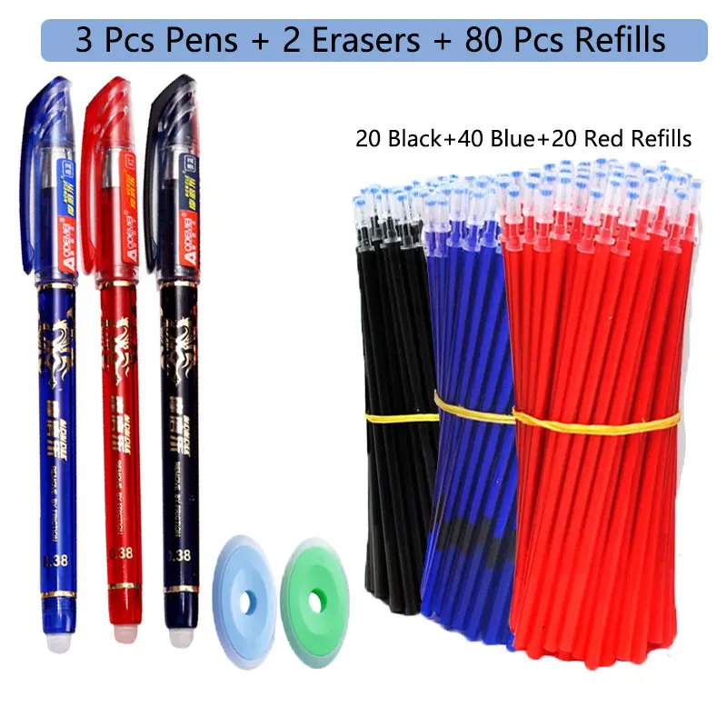 85Pcs-Set-Erasable-Pens-0-5mm-Gel-Pen-Blue-Black-ink-Refills-Rod ...
