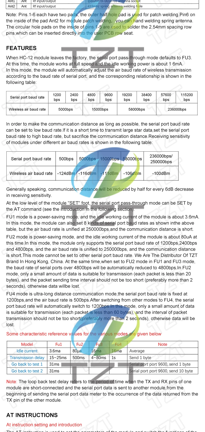 Circuits intégrés,new version--TZT 433Mhz HC 12 SI4463 Sans Fil Série Port Tech 1000m Remplacer ...