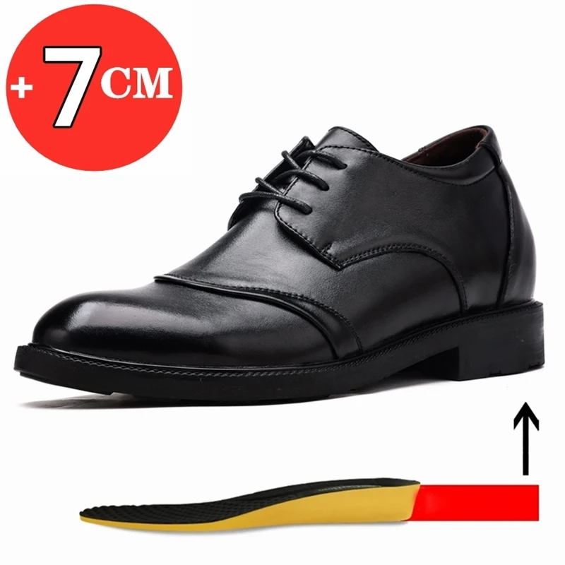 Genuine Leather Men Formal Elevator Shoes Wedding Business 6~8 Cm ...