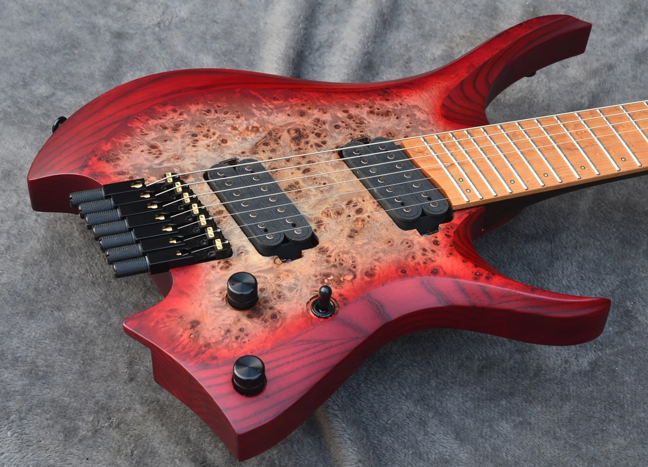 2022 new Fanned frets 7 Strings Headless Electric Guitar Red burst ...