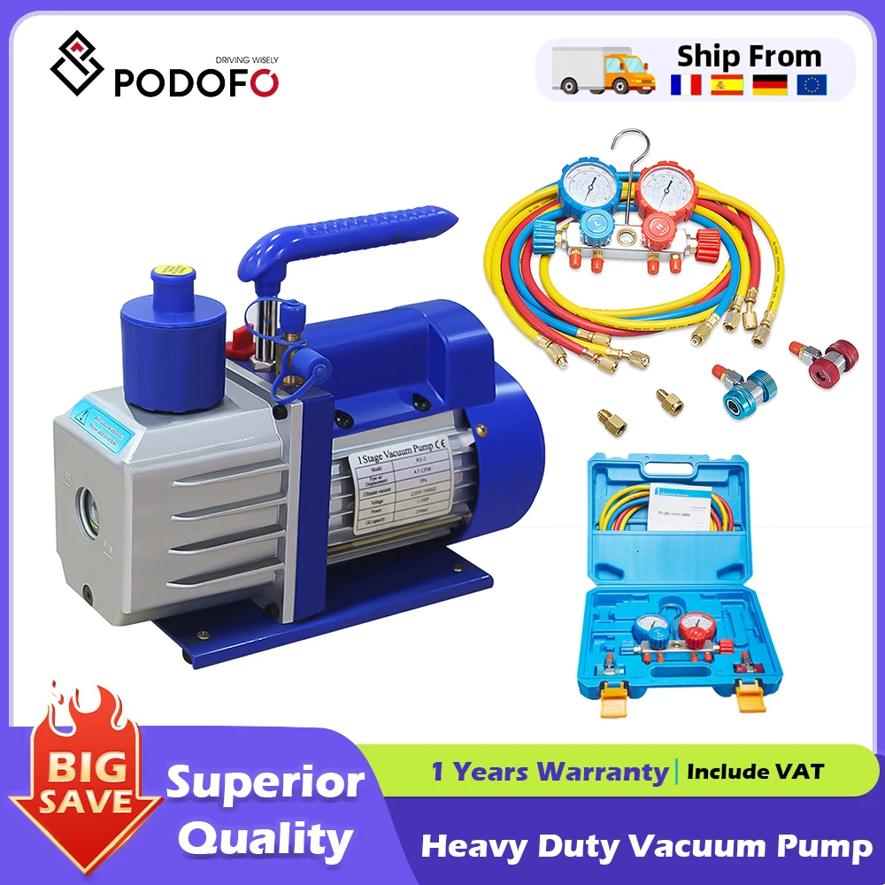 Podofo 8CFM Vacuum Pump Single Stage Refrigeration Pump Refrigerant Air ...
