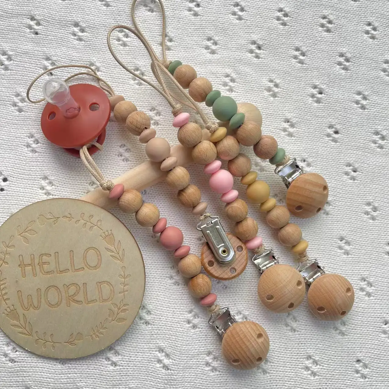 Newborn-Baby-Pacifier-Chains-Baby-Teether-Anti-drop-Clips-Solid-Color ...