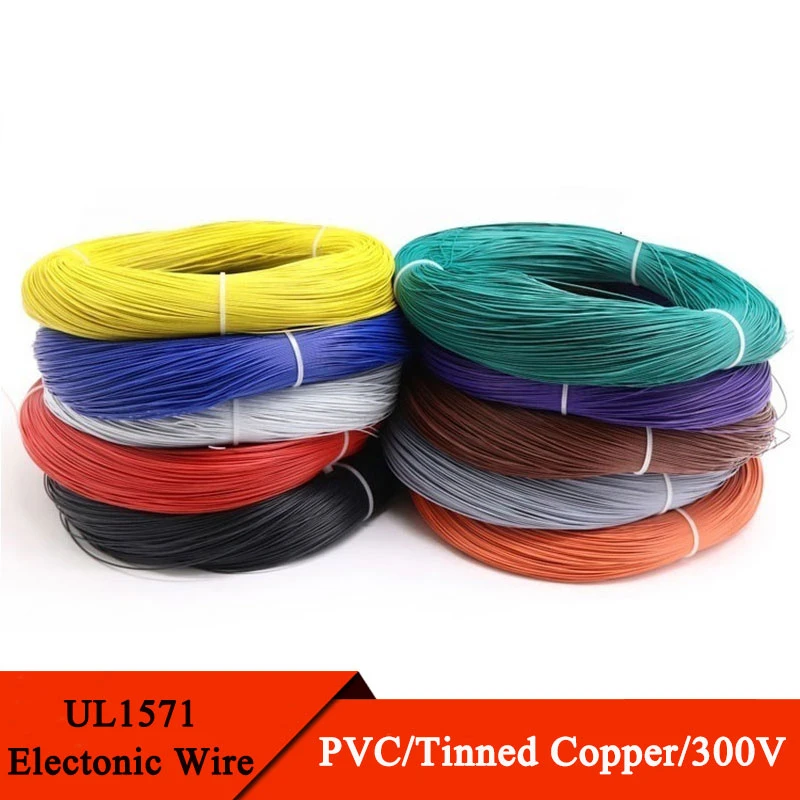 5m Ul1571 26awg Pvc Electronic Wire Od 1mm Flexible Cable Insulated Tin-plated Copper ...