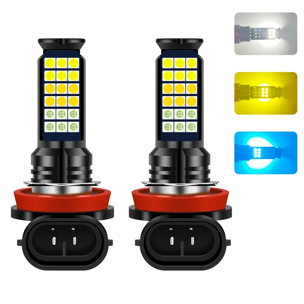 2x 3 Colors H8 H11 Led HB4 9006 HB3 9005 H16 PSX24W PSX26W P13W Fog ...