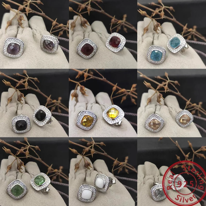Pendientes-de-plata-S925-con-decoraci-n-de-piedras-preciosas-aretes ...