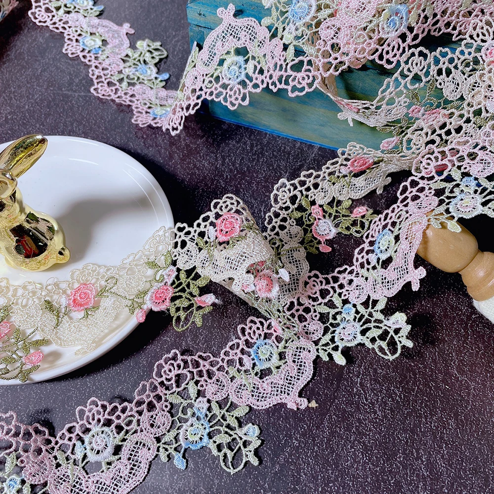 Embroidered-Polyester-Lace-Ribbon-Applique-Decorated-Lace-Ribbon-Pink ...