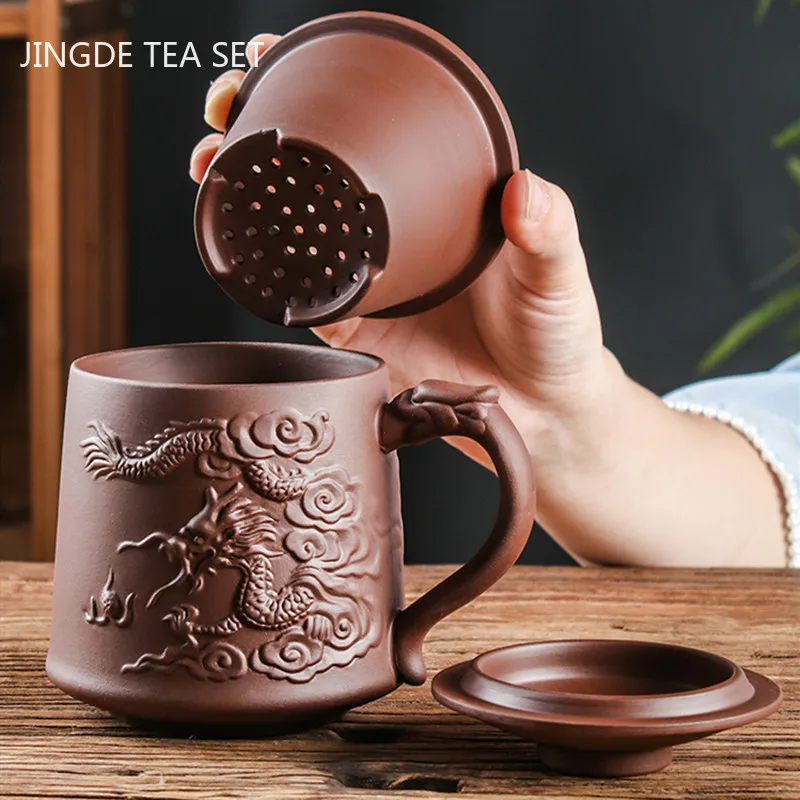 Chinese Yixing Cup Purple Clay Dragon | Yixing Purple Clay Tea Cup ...