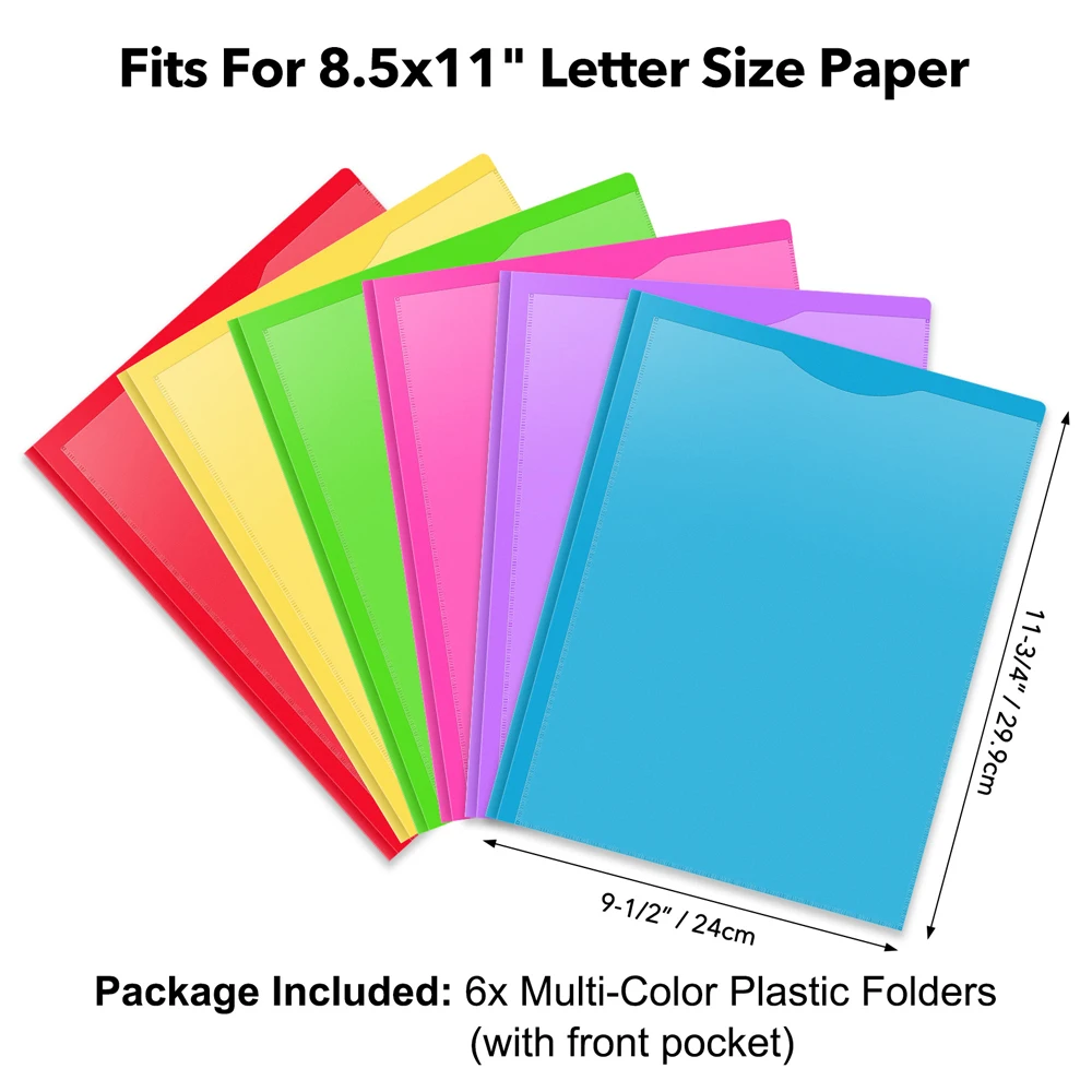 ViVin Heavy Duty Plastic Pocket Folders With Prongs, 2 Pockets Folder ...