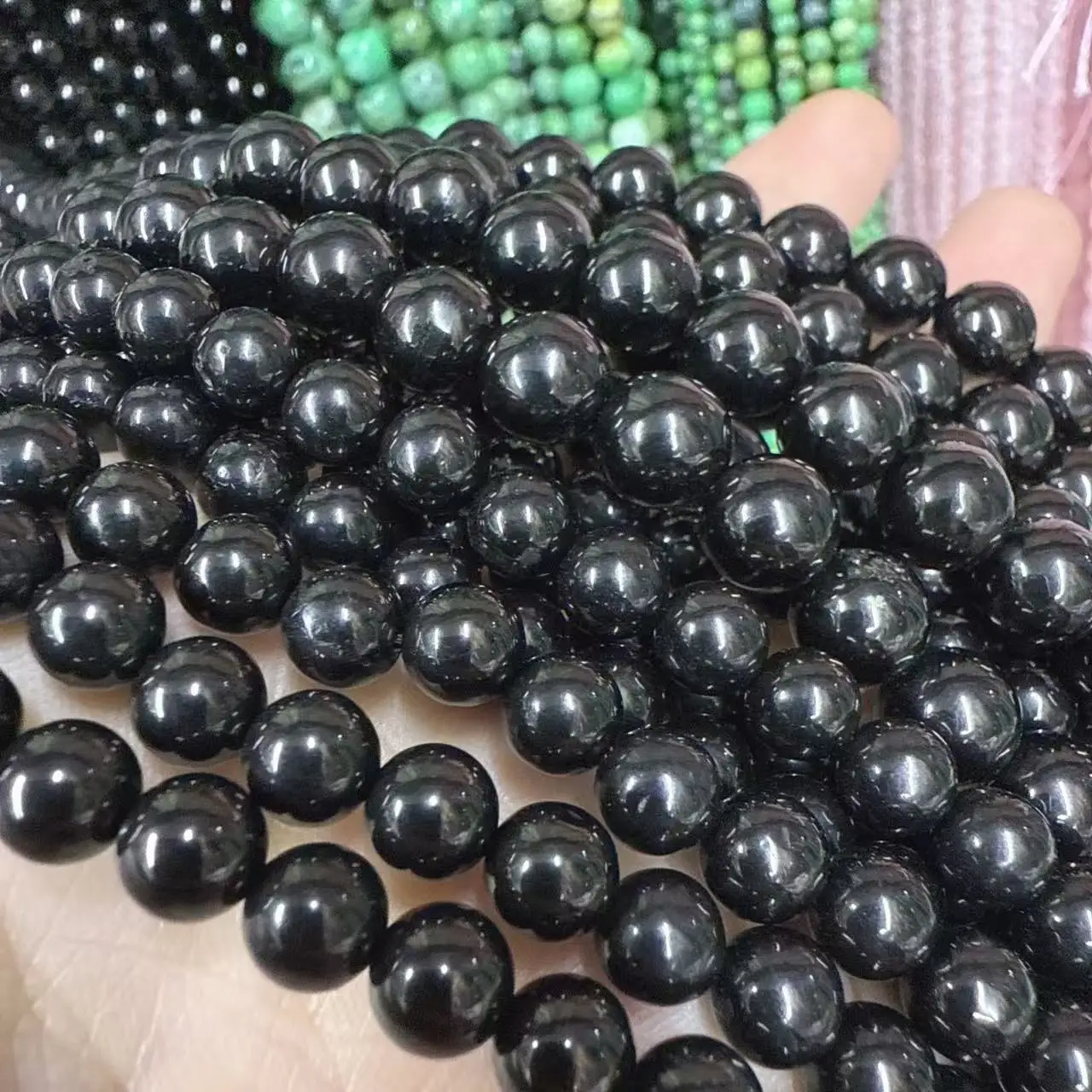 Natural Black Jet Coal Crystal Beads Strand 6mm 8mm 10mm Round Beads ...
