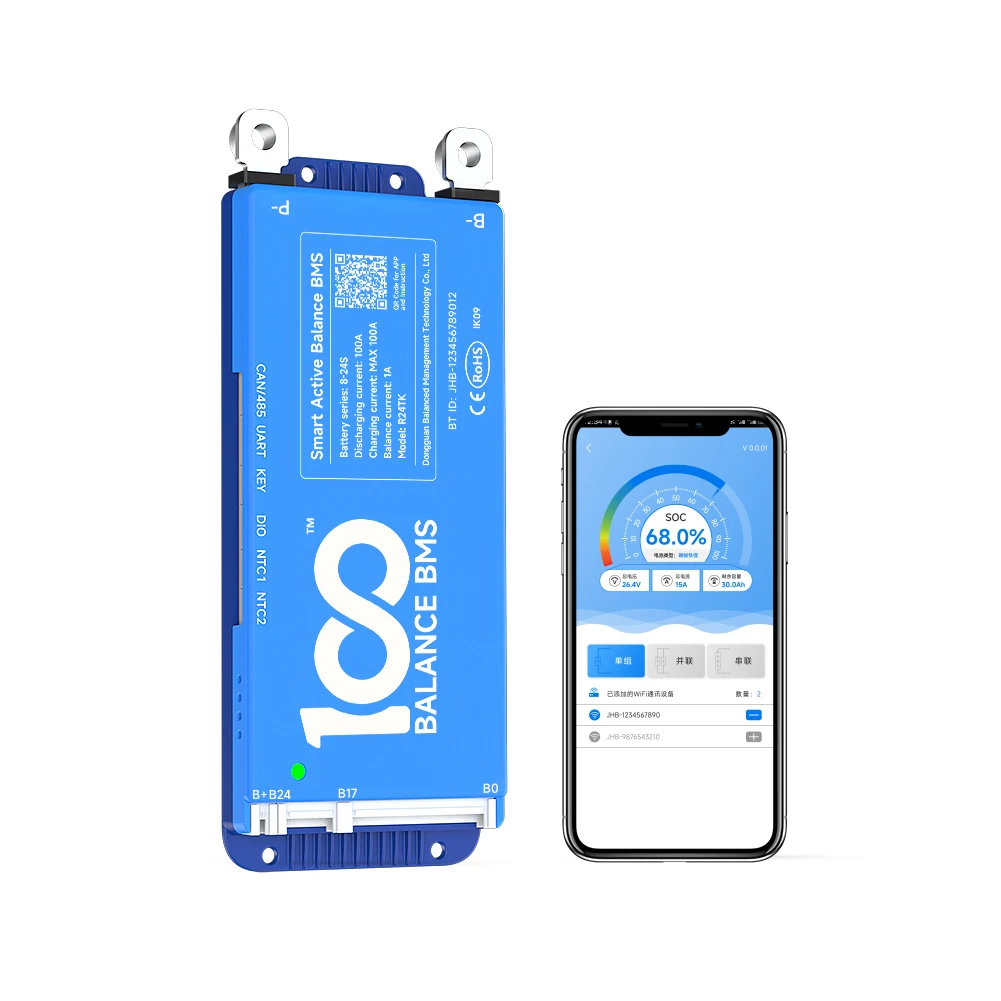 100BALANCE-100A-8-17S-bms-Lifepo4-Li-Ion-Active-Balance-BMS-built-in-BT ...