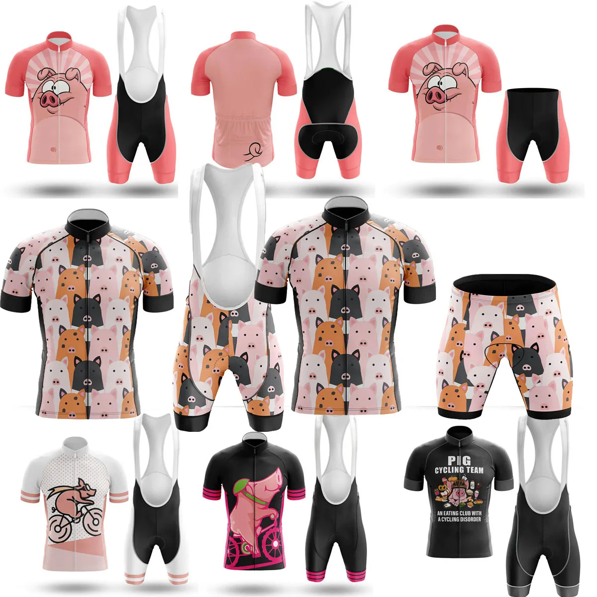 Funny Pink Pig Cycling Jersey Set Pig Love Cycling Clothing Road Bike ...