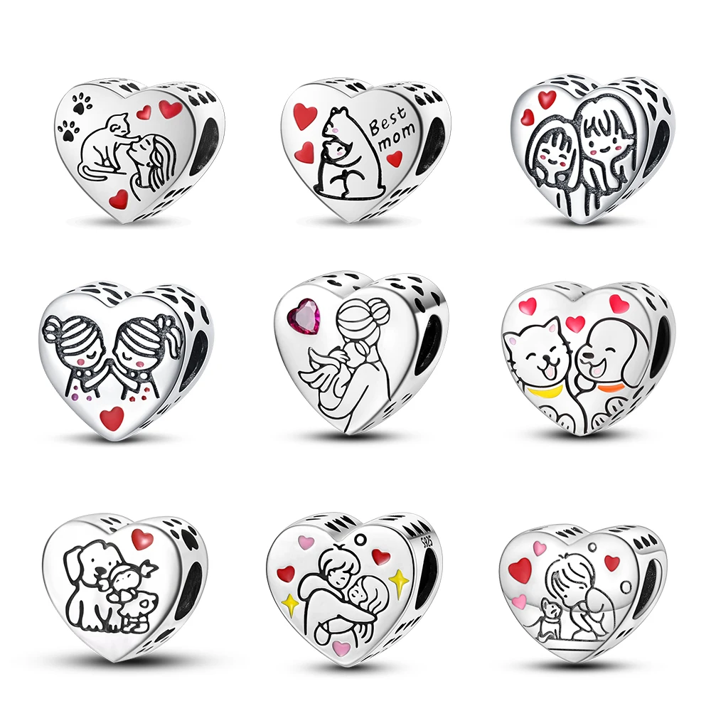 New-Models-925-Sterling-Silver-Couples-Friendship-Family-Flower-Puppies ...