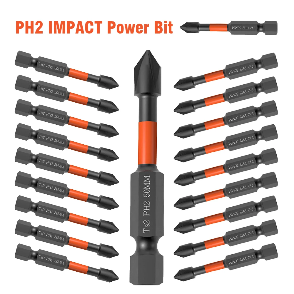10/20pcs 50mm PH2 Ultra Magnetic Drill Bit Set Impact Drill Bit Screw ...