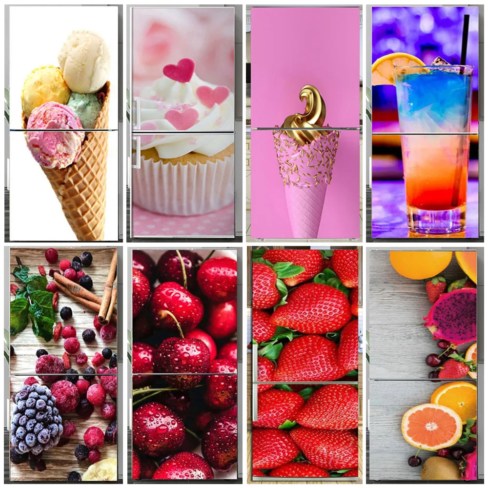 Self-Adhesive-Fruit-Fridge-Stickers-Refrigerator-Door-Sticker-Cover ...
