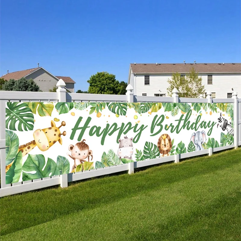 Jungle-Animal-Happy-Birthday-Table-Runner-Banner-Jungle-Safari-Birthday ...