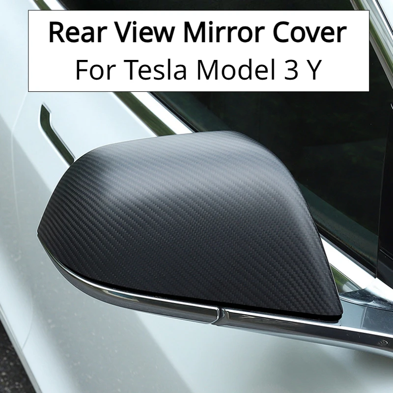 Real-Dry-Carbon-Fiber-for-Tesla-Model-3-Y-Rear-View-Mirror-Cover-3K ...