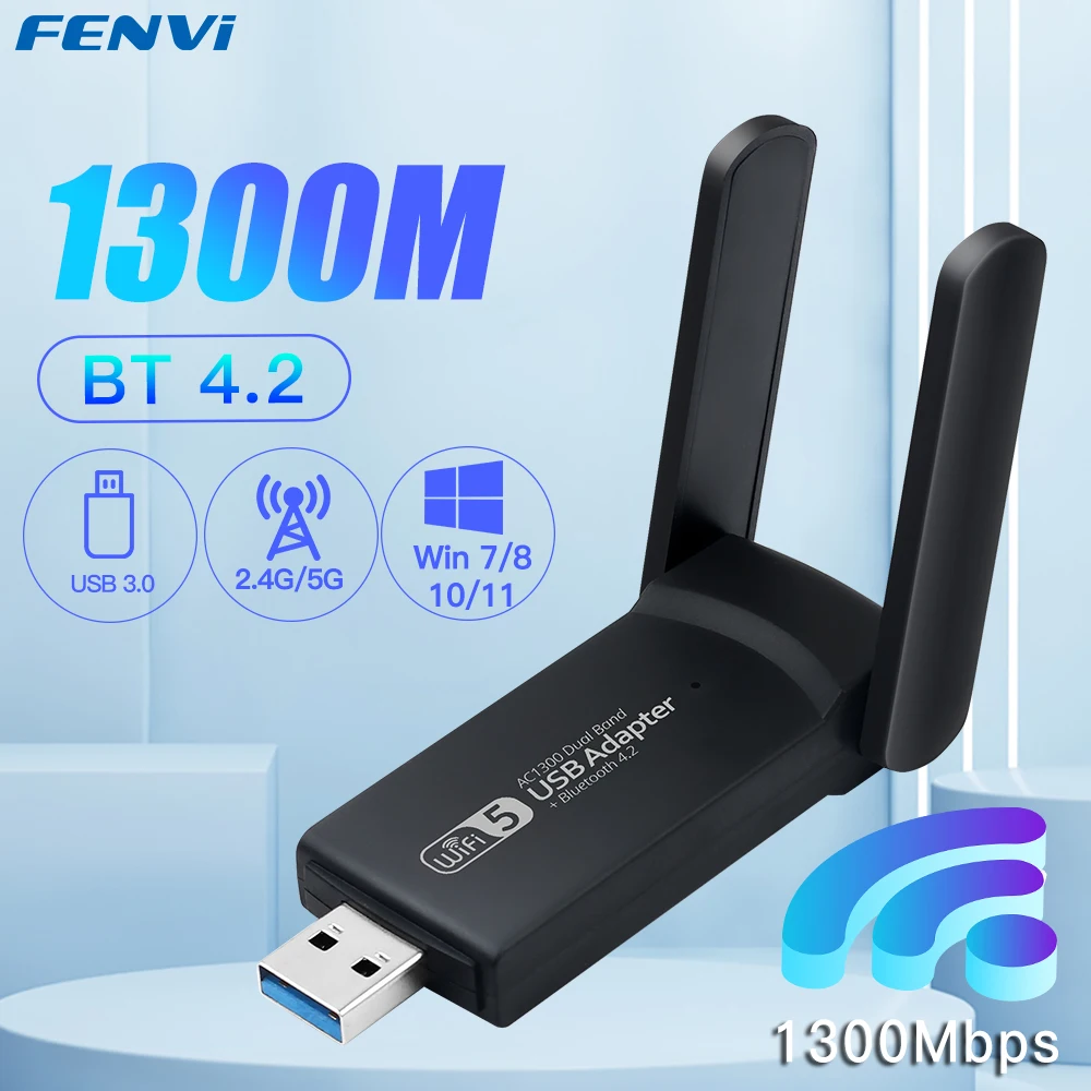 1300Mbps-WiFi-5-Adapter-USB-3-0-Bluetooth-4-2-Dongle-Dual-Band-2-4G ...