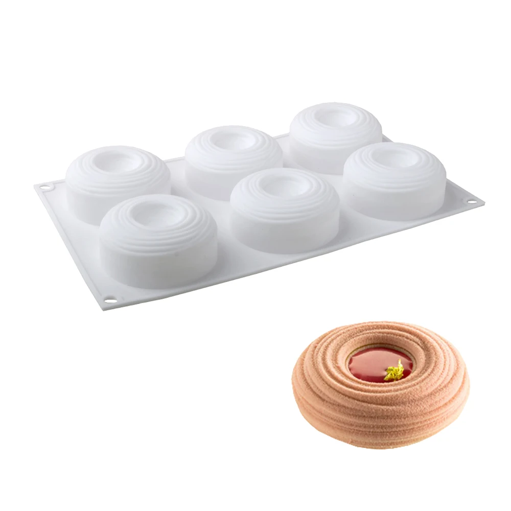 6 Cell Top Concave Vortex Texture Design Silicone Cake Mold Party ...