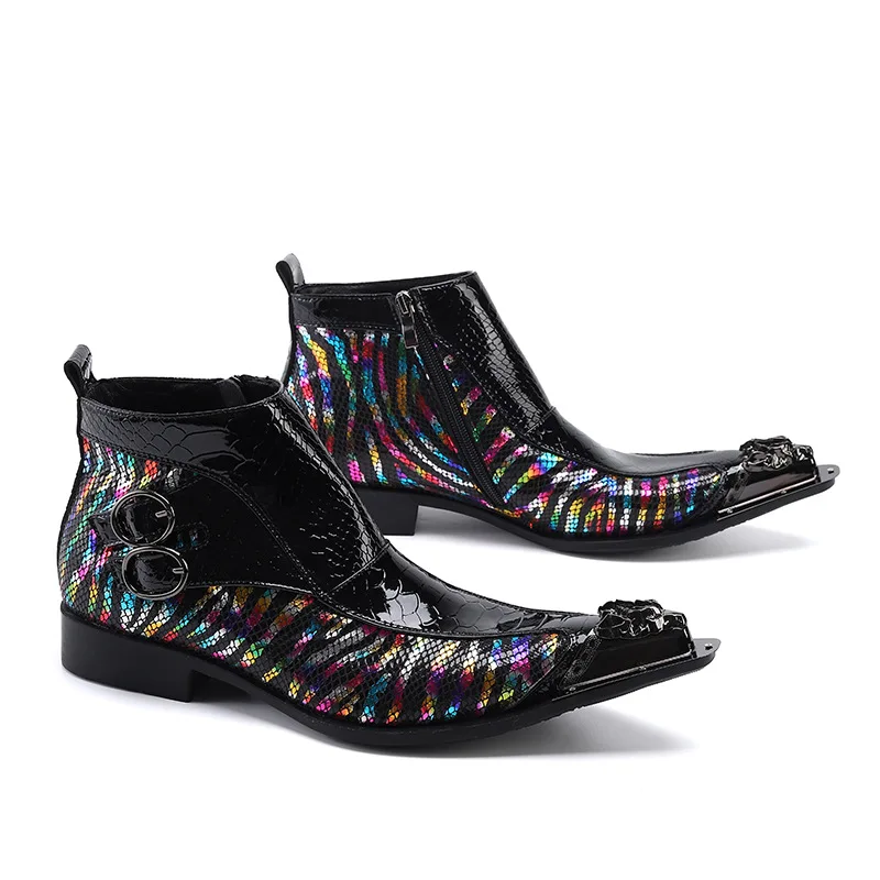Colorful-Fashion-Metal-tipped-Chelsea-Boots-for-Men-Zipper-Casual ...