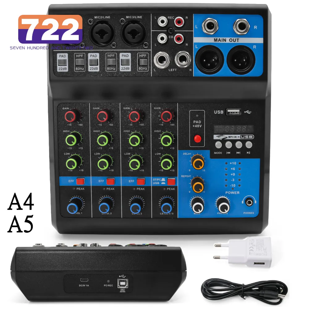 HD-A4-A5-Sound-Card-Mixing-Console-Mixer-Professional-Audio-4-5-Channel ...