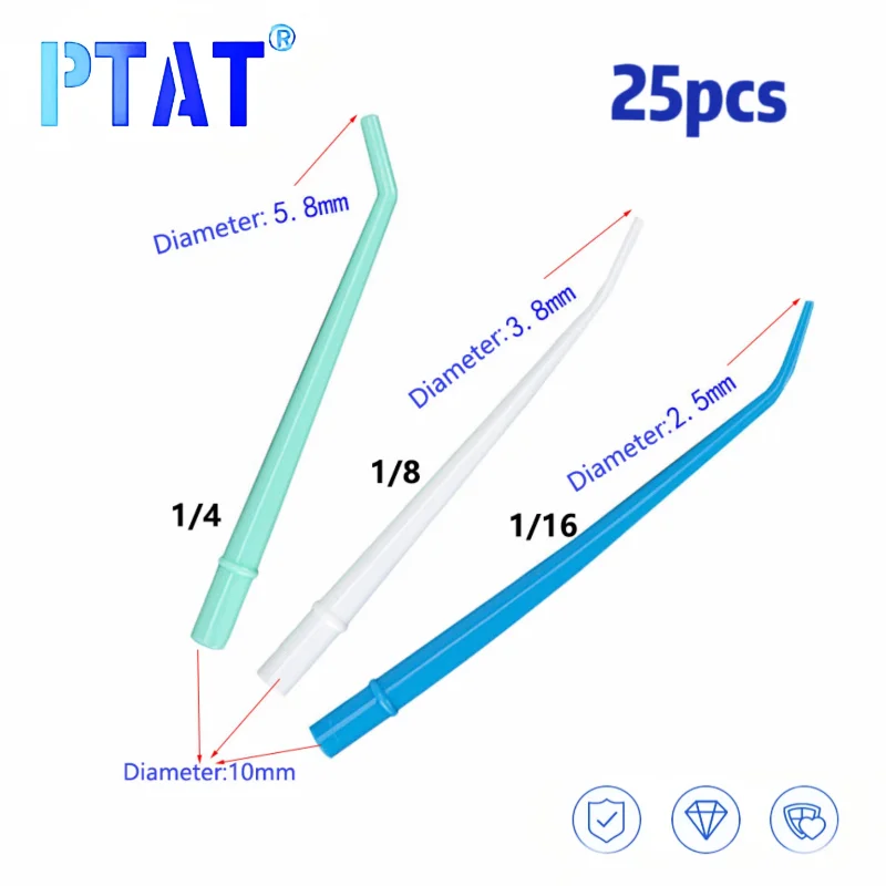 25pcs/bag Disposable Surgical Aspirator Tips Plastic Curved Tips Dental ...