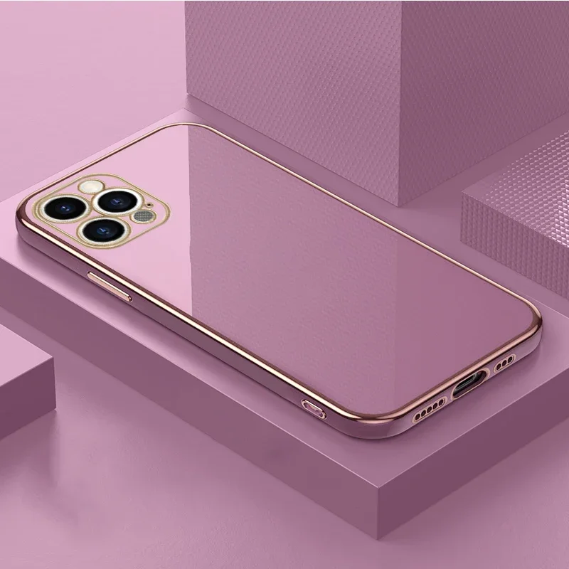 Luxury Glossy Plated Phone Case For iPhone 15 15Plus 15ProMax 14 13 ...