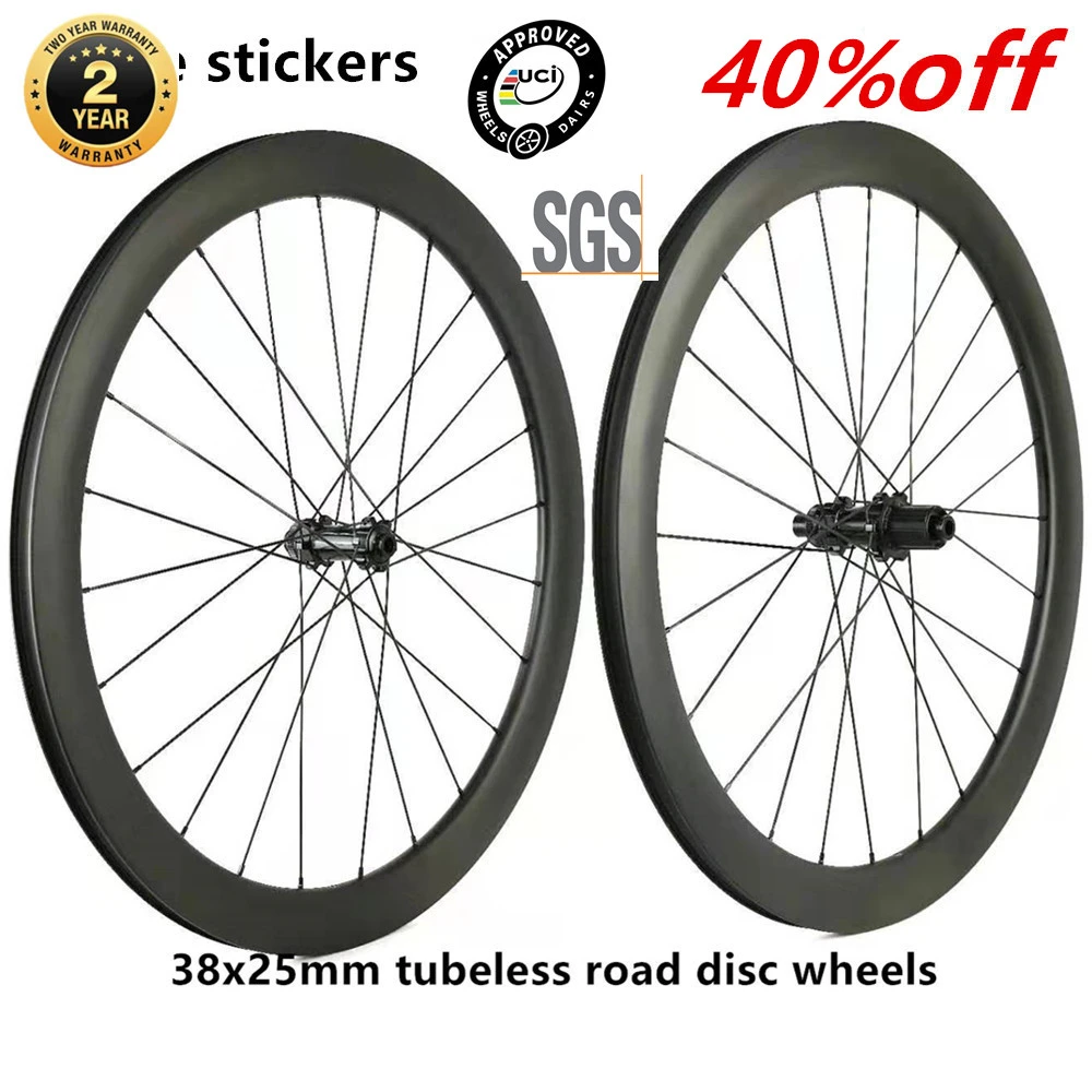 700c 탄소 도로 디스크 바퀴 38x25mm 튜브리스 디스크 자전거 바퀴 세트 100x12 142x12 XDR, 디스크 ...
