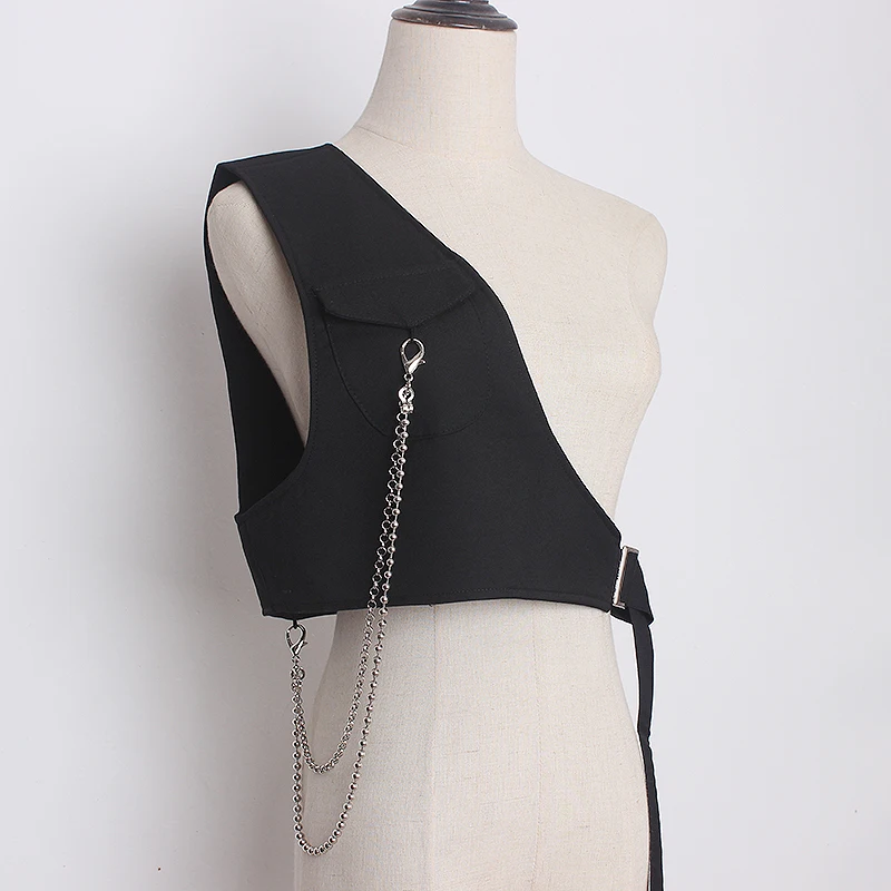 2024 Punk Vintage Hip Hop Vest With Chains Women Techwear Style ...