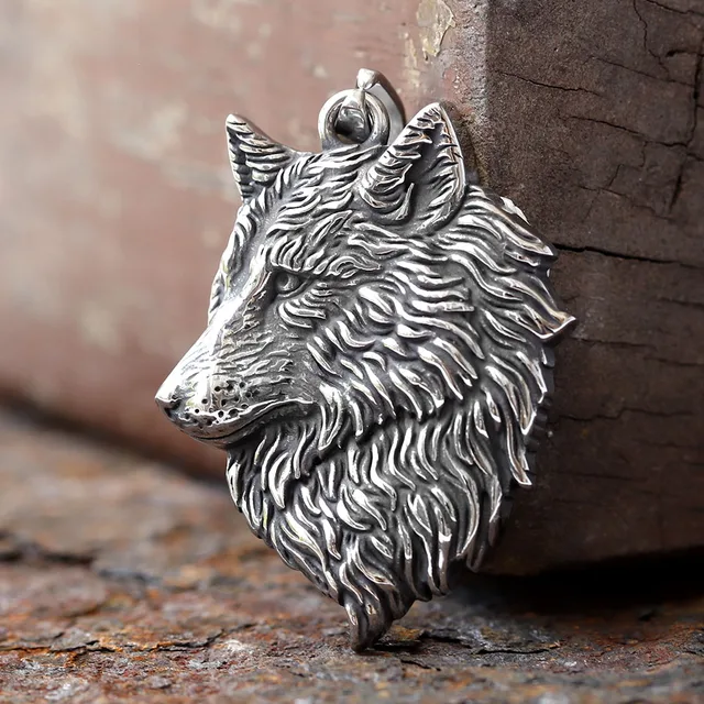Cabeza De Lobo Celta Pendientes Góticos De Runas Vikingas Nórdicas
