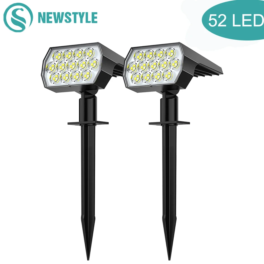 Solar Lights Outdoor Waterproof 52LED 2pc 3 Lighting Modes Solar Powered Garden Yard Spot Light ...