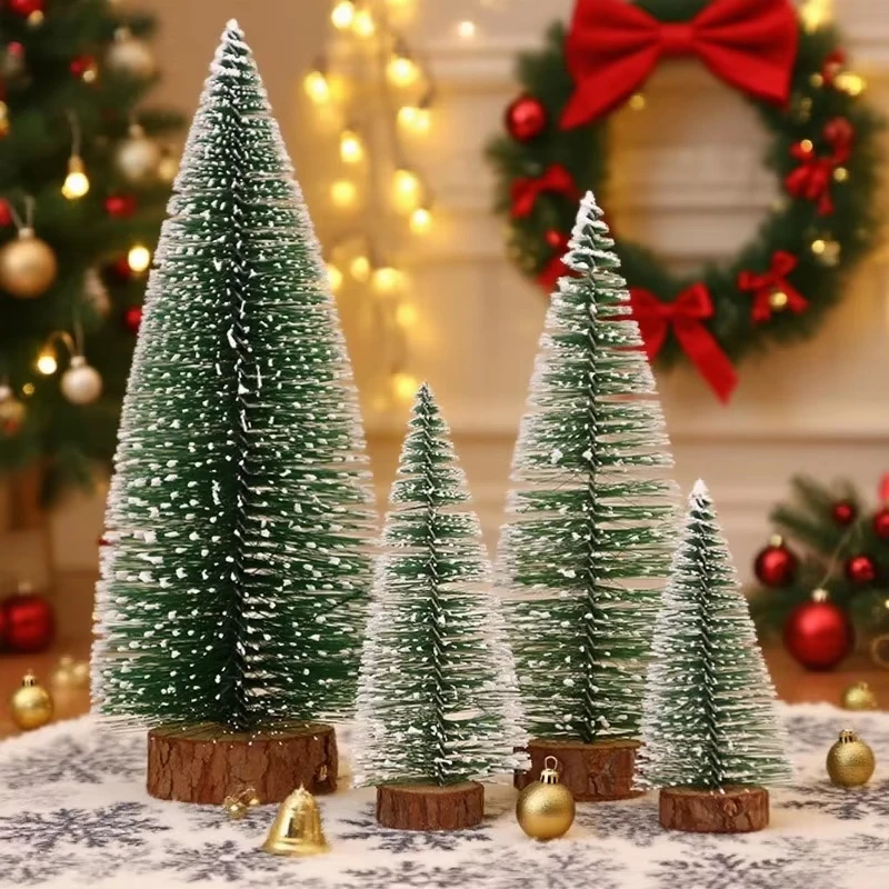 Artificial Mini Wooden Christmas Tree Desktop Decorations Mini Pine ...