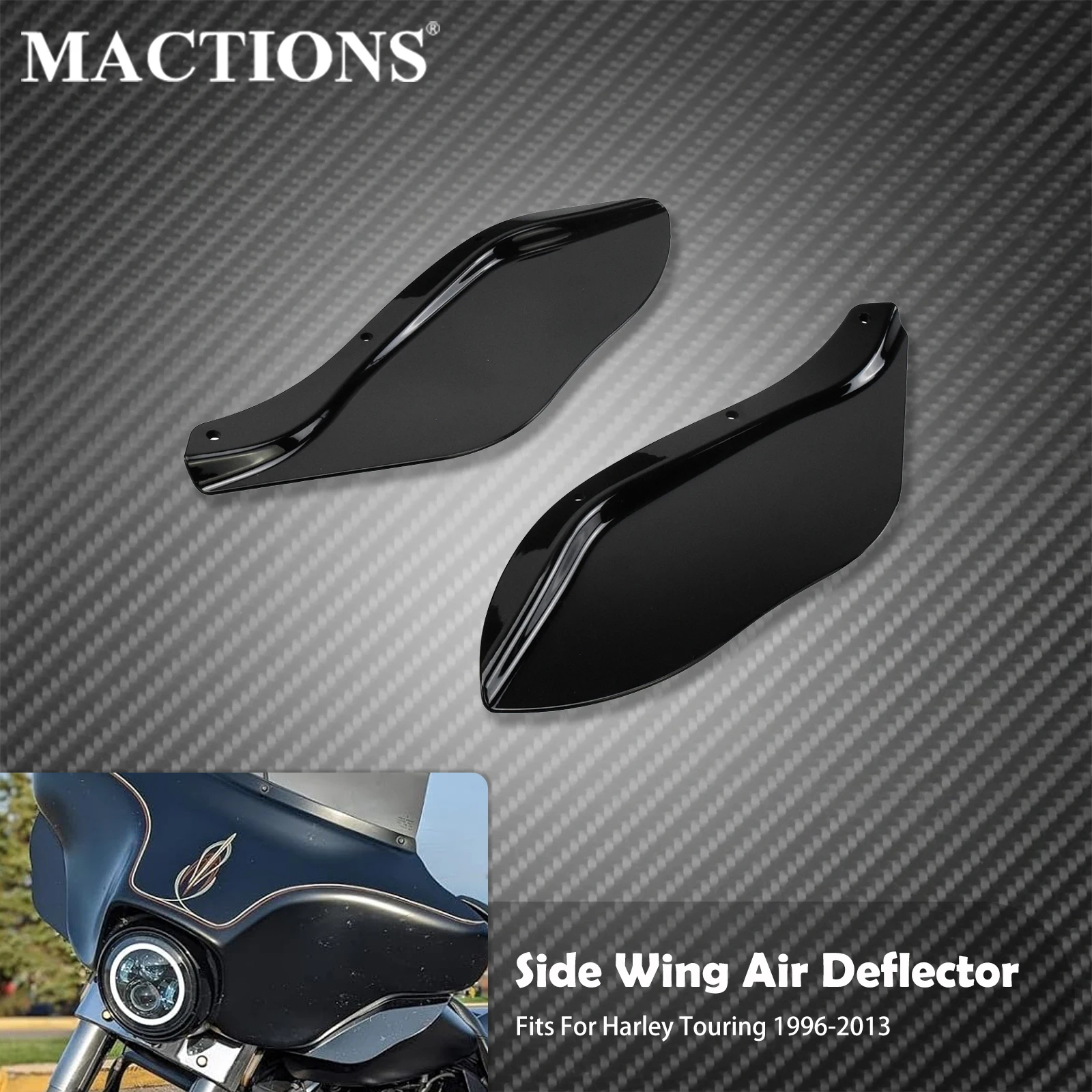 Motorcycle-Side-Wings-Windshield-Air-Deflector-Black-Fairing-Deflectors ...