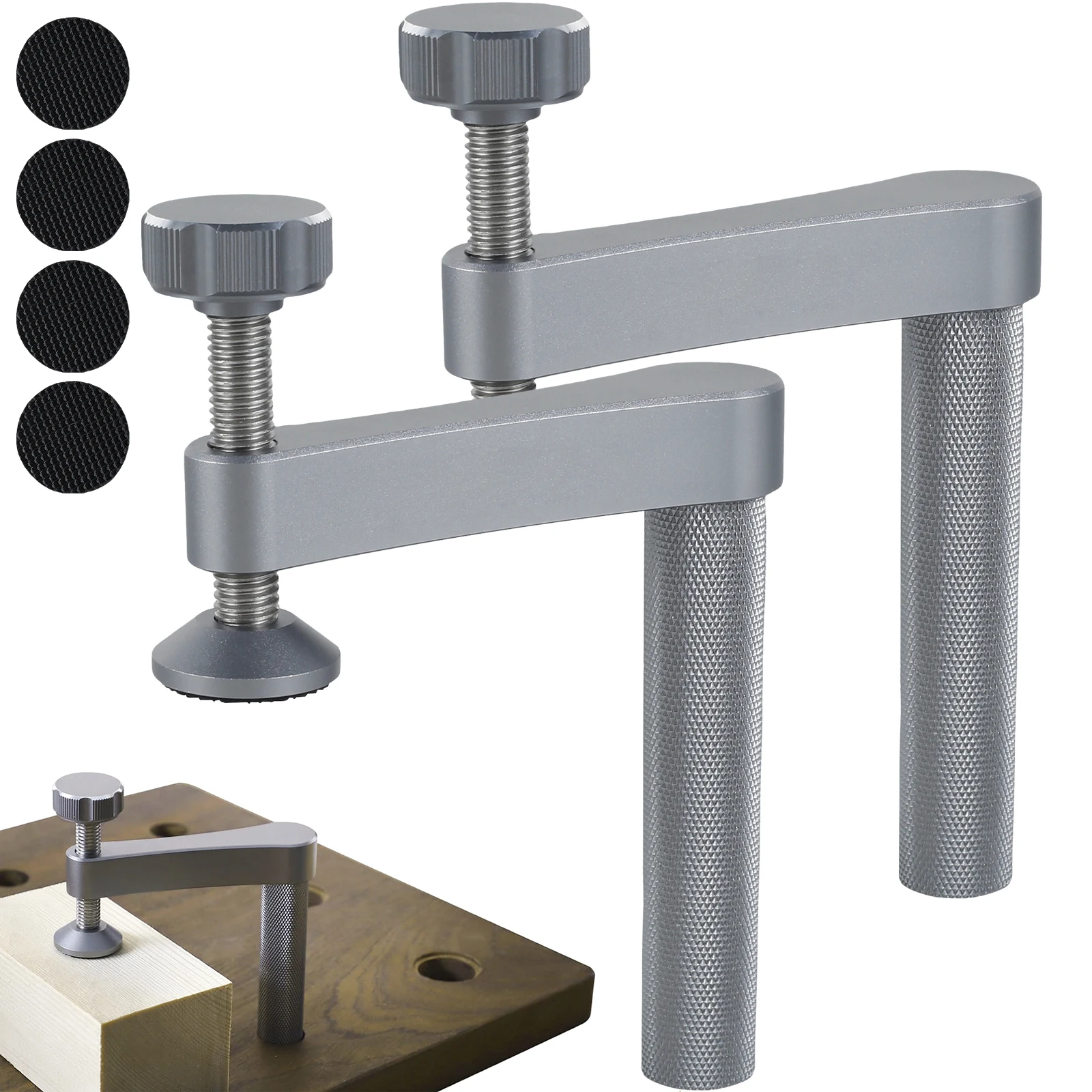 2Pcs-Bench-Clamp-Stainless-Steel-Woodworking-Fast-Clamp-One-Hand ...