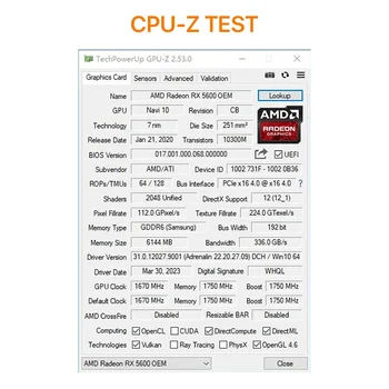 MLLSE 게임용 컴퓨터 GPU, Radeon RX5600 그래픽 카드, GDDR6, AMD RX5600, 6GB 게임 데스크탑 ...