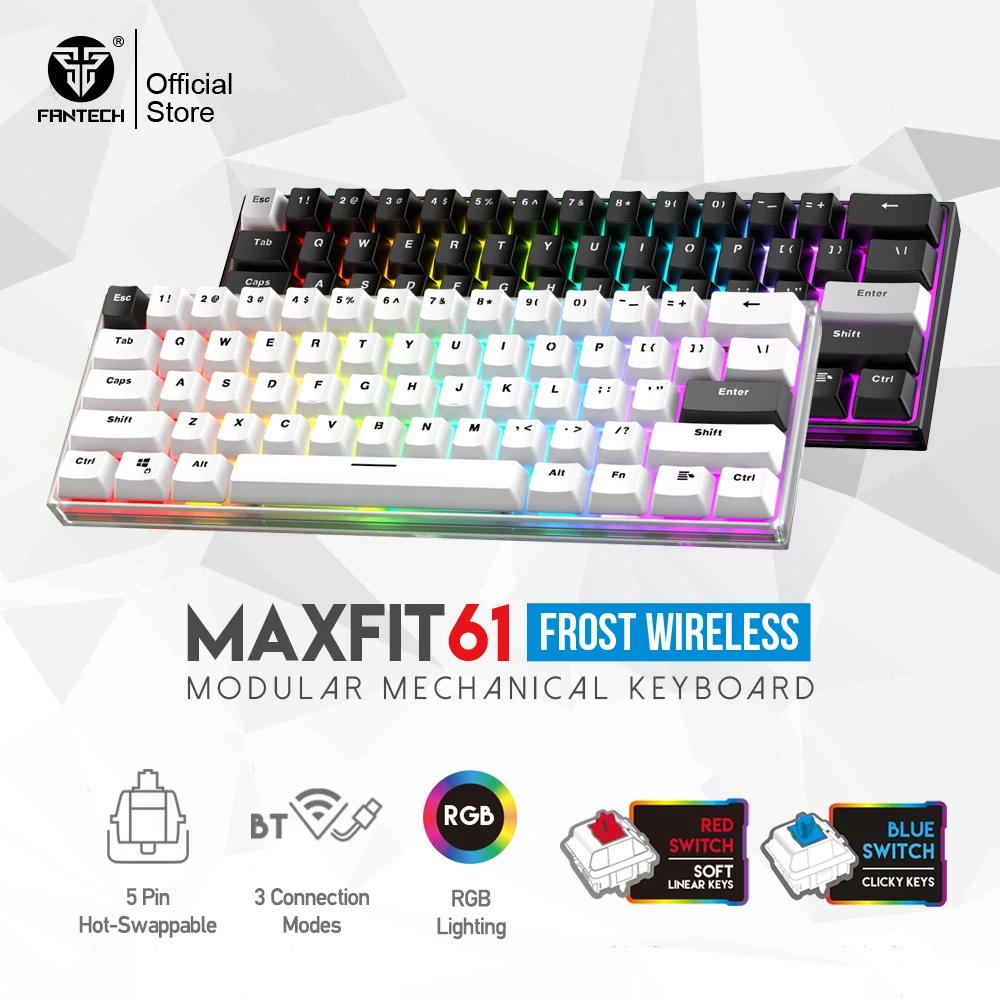Fantech maxfit61 frost teclado mecânico sem fio bluetooth 61 teclas ...