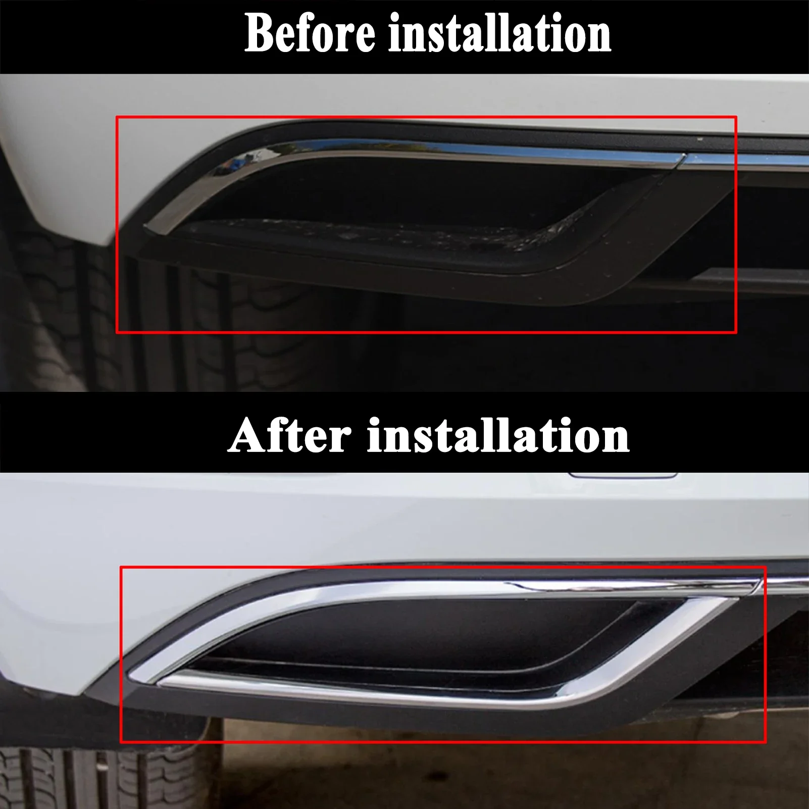 1-Pair-Rear-Bumper-Trim-Bezels-Stainless-Steel-Chrome-Left-Right-Side ...