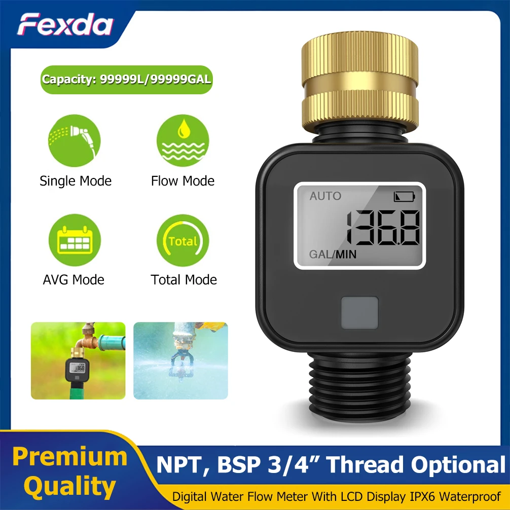 Digital Water Flow Meter High Accuracy Waterproof Measure Water ...