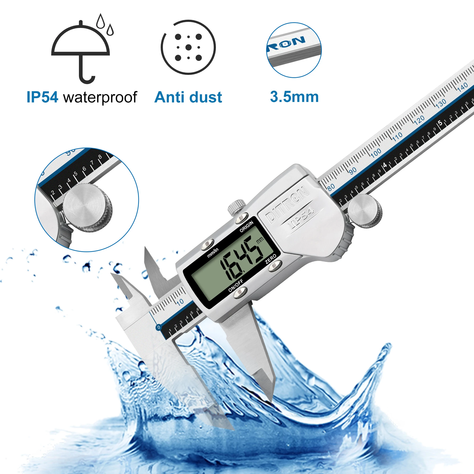 Factory Supply China Digital Caliper IP 54 Waterproof 150 mm 6 inch ...
