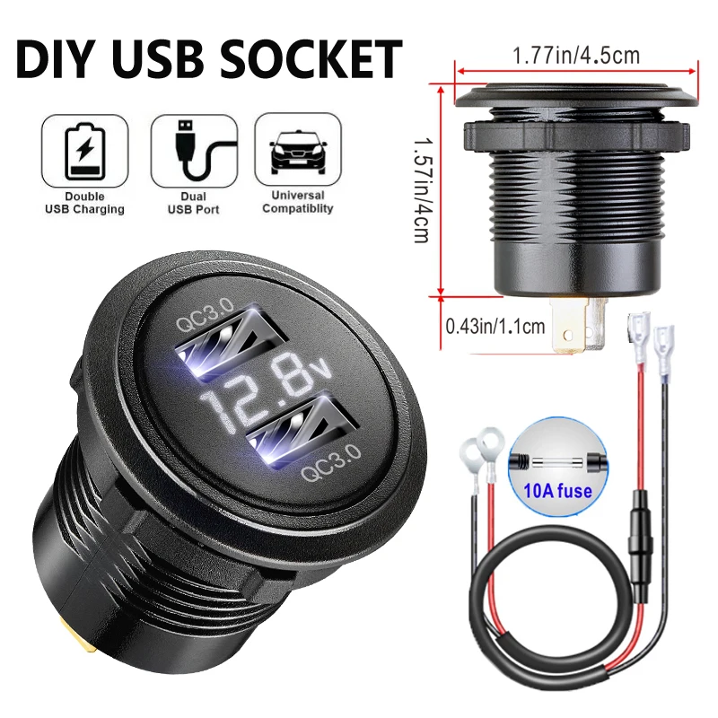 12v-24v-usb-outlet-3-0-socket-car-usb-charging-adapter-for-Car-Truck ...