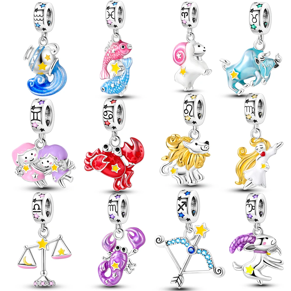 925-Sterling-Silver-12-Constellation-Luminous-Charms-Fit-Original ...