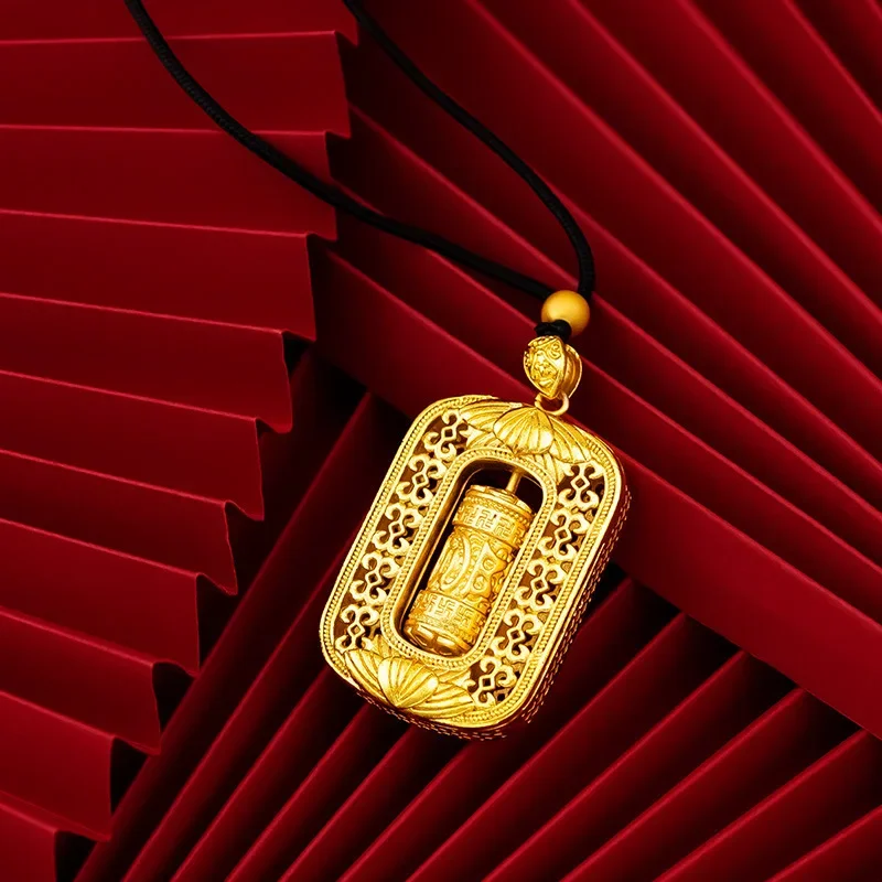 9999-real-gold-24K-yellow-gold-Six-character-truth-turning-cylinder ...