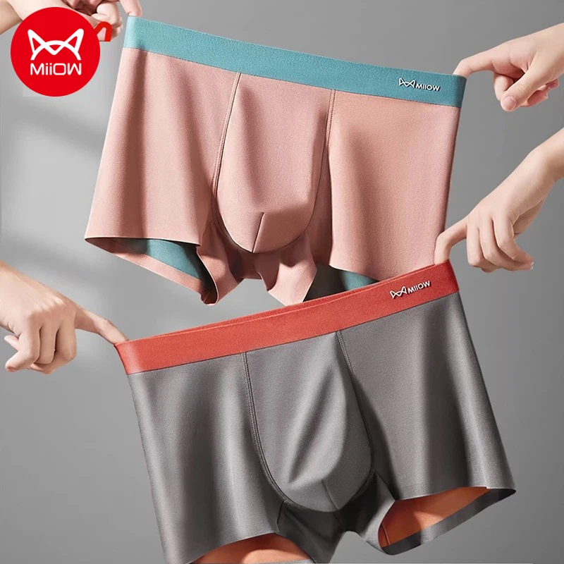 MiiOW 3Pcs 100S Modal Men Underwear Silky Ice Silk Men's Boxers Panties ...