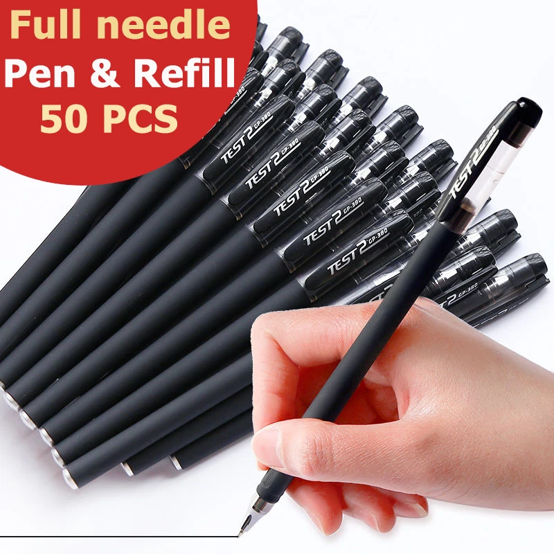 50PCS-0-5mm-Gel-Pen-Set-Full-Needle-Tube-Black-Blue-Red-Color-Pens-for ...