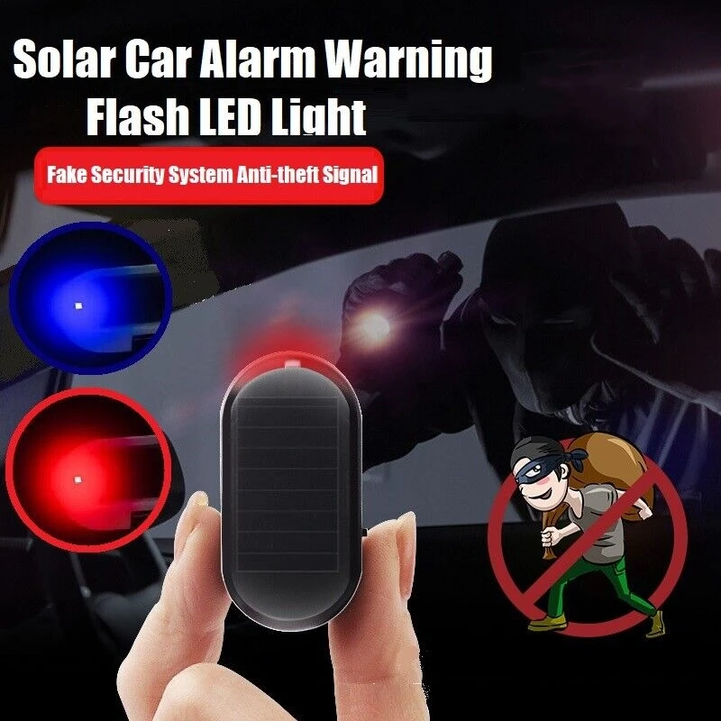 Car Led Solar Powered Fake Security Light Simulated Dummy Alarm