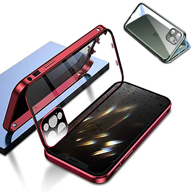 Magnetic Tempered Glass Double Sided Phone Case - Glass Magnetic Phone ...