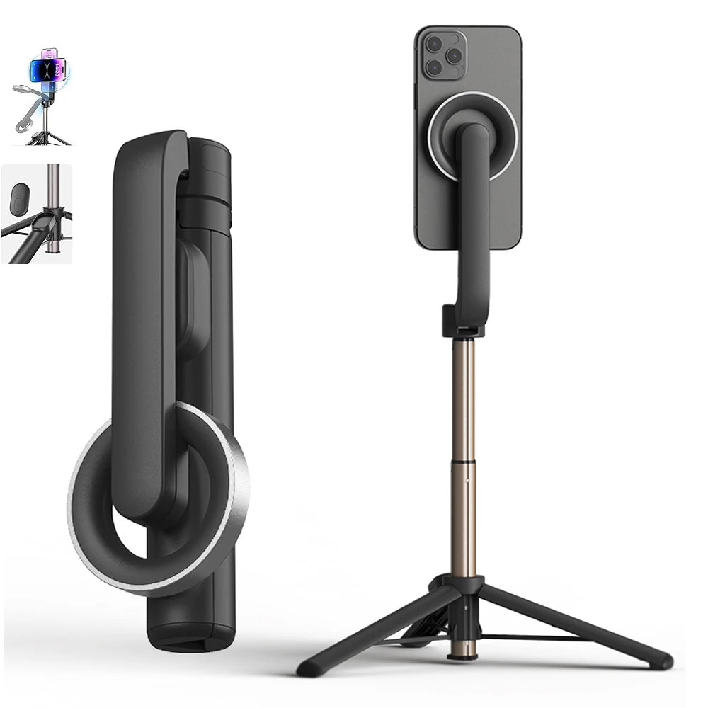 Magnetic-Selfie-Stick-Tripod-With-Bluetooth-compatible-Remote-Control ...