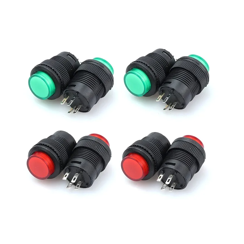 2Pcs-Power-Switch-With-Light-Lock-Self-locking-R16-503AD-Round-Button ...
