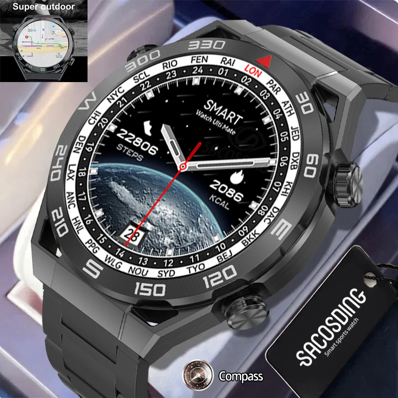 NFC-Smart-Watch-Men-GPS-Sport-Tracker-Compass-AMOLED-454-454-HD-Screen ...