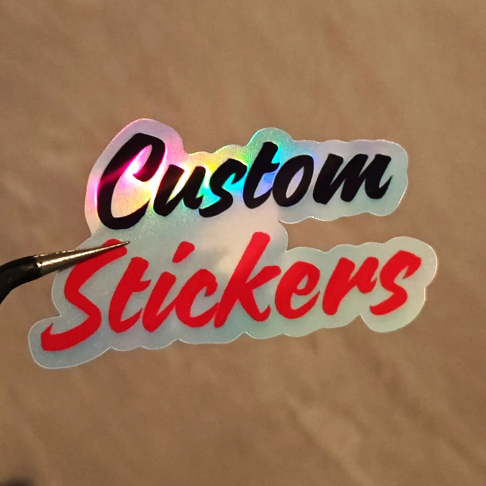 100pcs-Custom-Holographic-Glitter-Stickers-own-design-logo-For-Vinyl ...